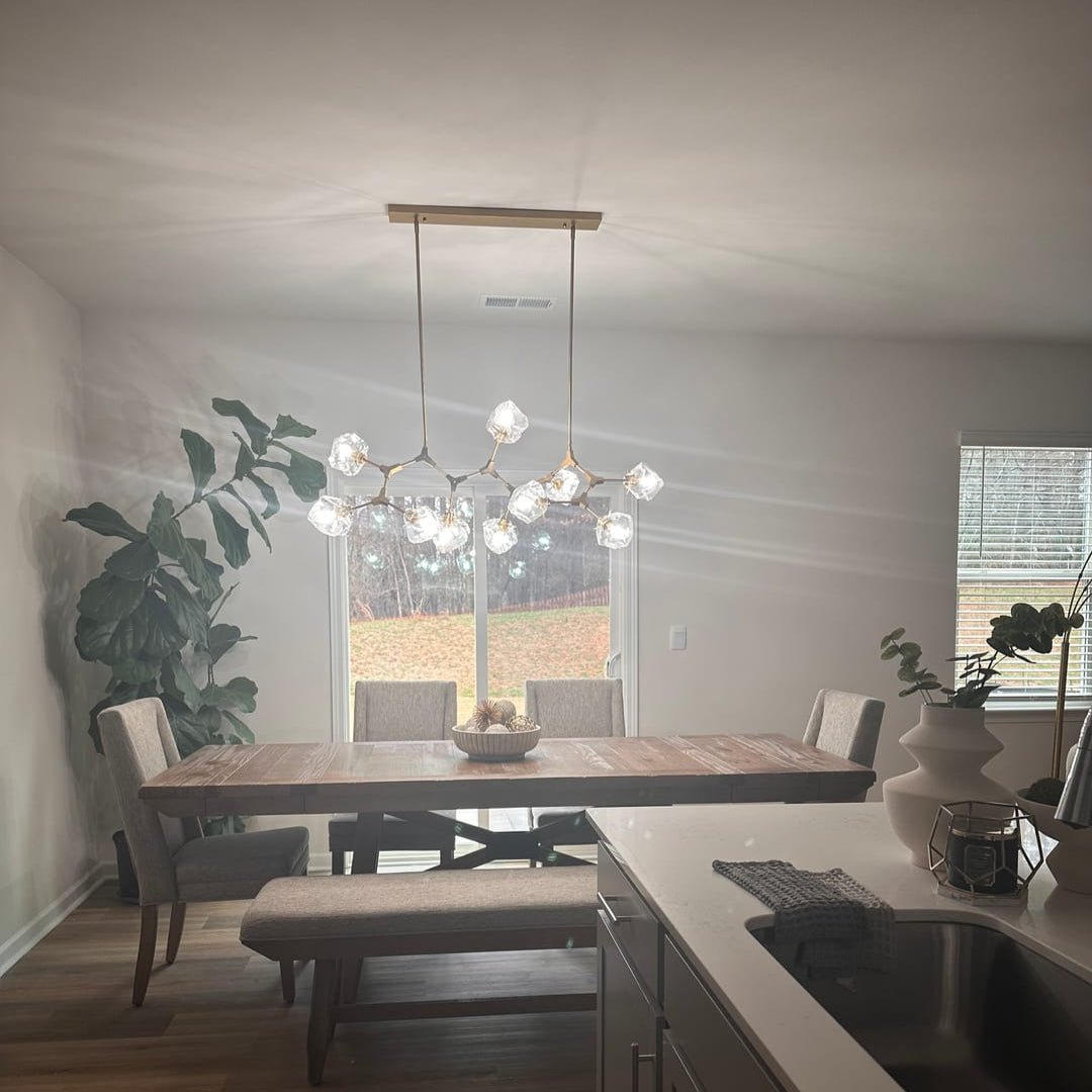 10-Light Modern Ice Glass Branch Linear Chandelier | Chandelierias