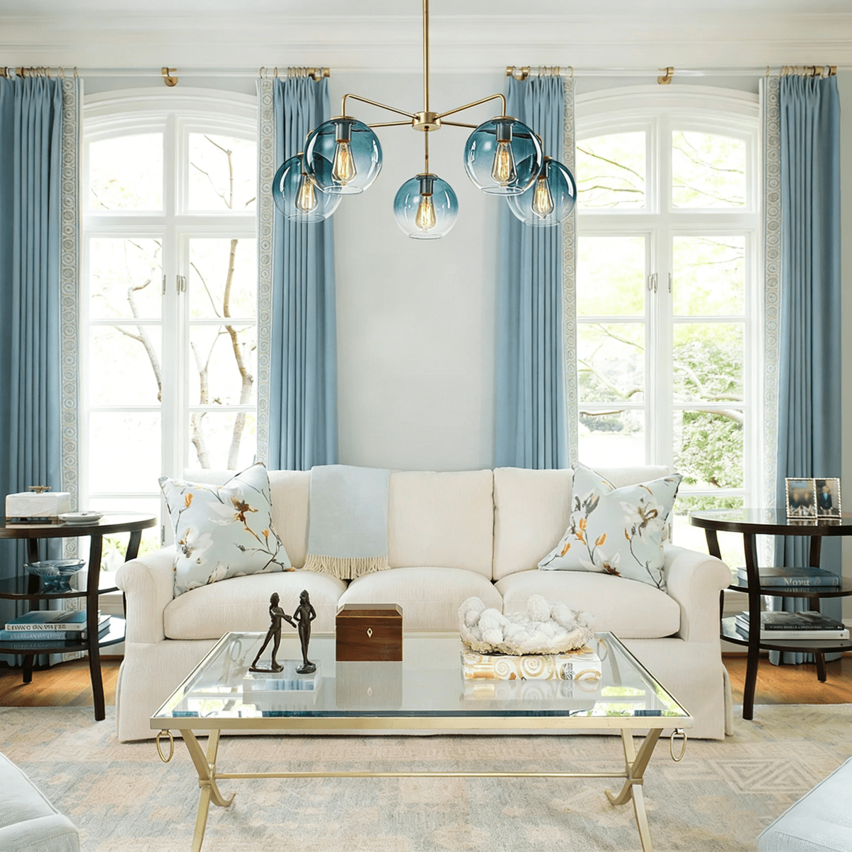Contemporary 5-Light Hand Blown Glass Gradient Glass Globe Chandelier ...