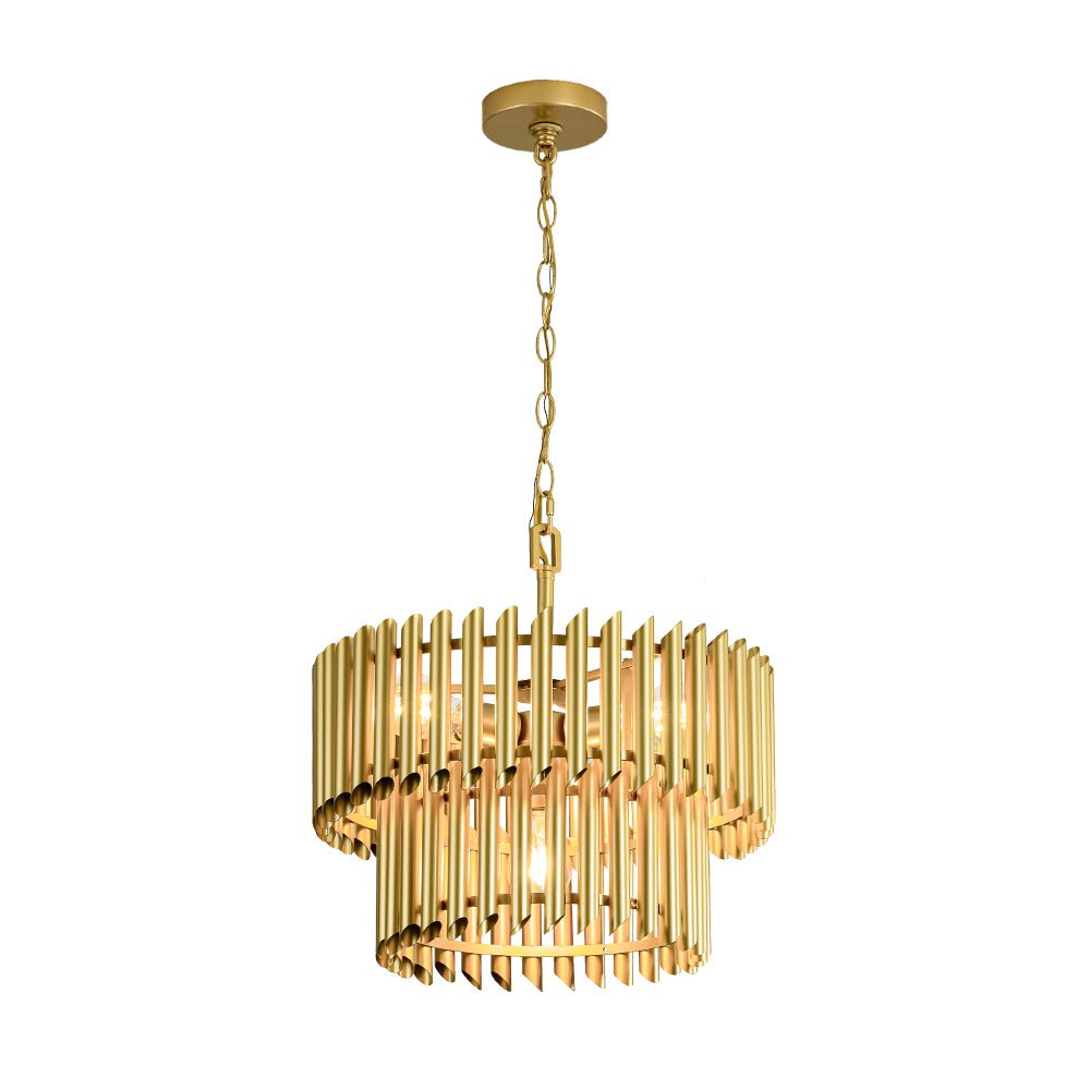 Mid-century Modern 4-Light Panpipe Design Tiered Pendant | Chandelierias