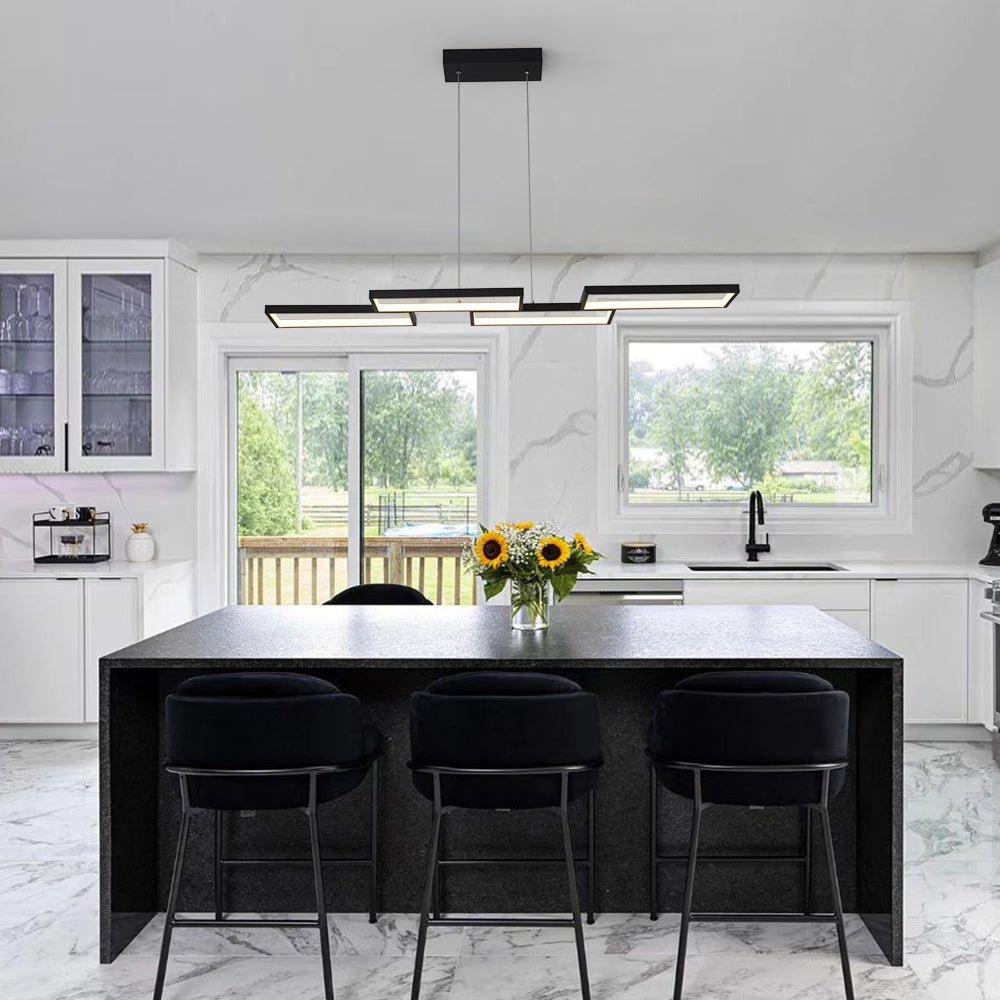 Modern 4-Light Square Frame Kitchen Island Dimmable LED Pendant ...