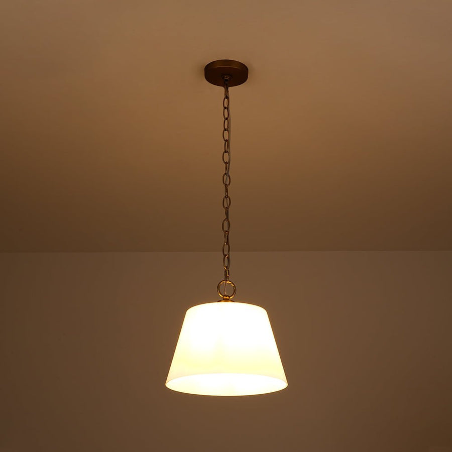 Modern Ivory White Conical Glass Single Pendant | Chandelierias