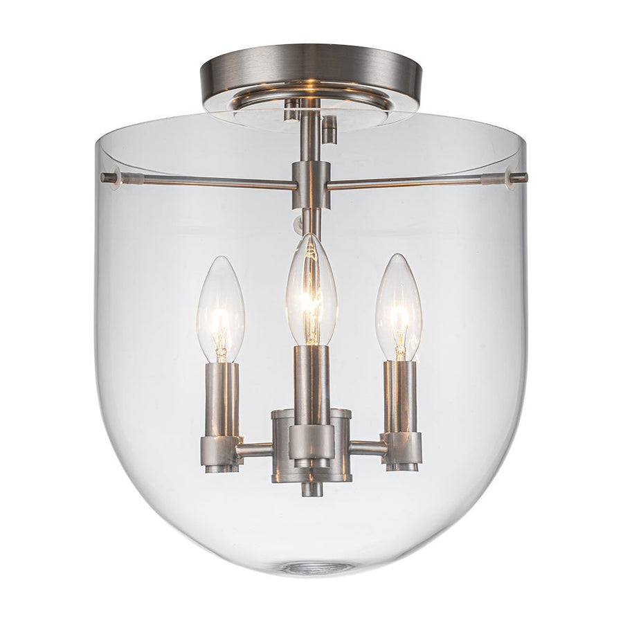 3-Light Modern Clear Bell Glass Shade Semi-flush Mount | Chandelerias ...