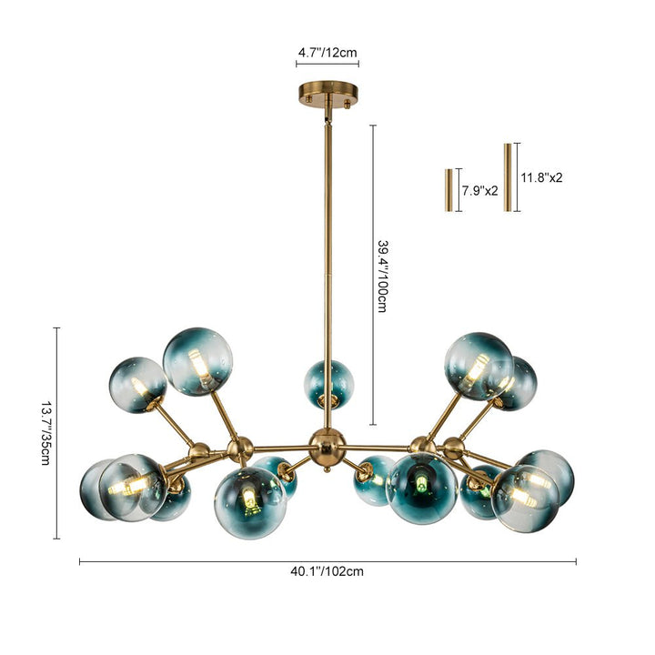 Mid-century 15-Light Gradient Glass Sputnik Chandelier | Chandelierias
