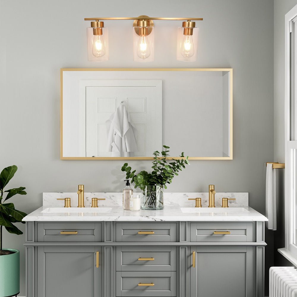Mid-century Gold Clear Glass Vanity Light For Bathroom | Chandelierias