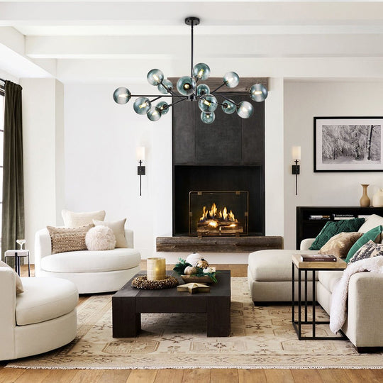 Modern 15-Light Gradient Glass Globe Branch Chandelier | Chandelierias