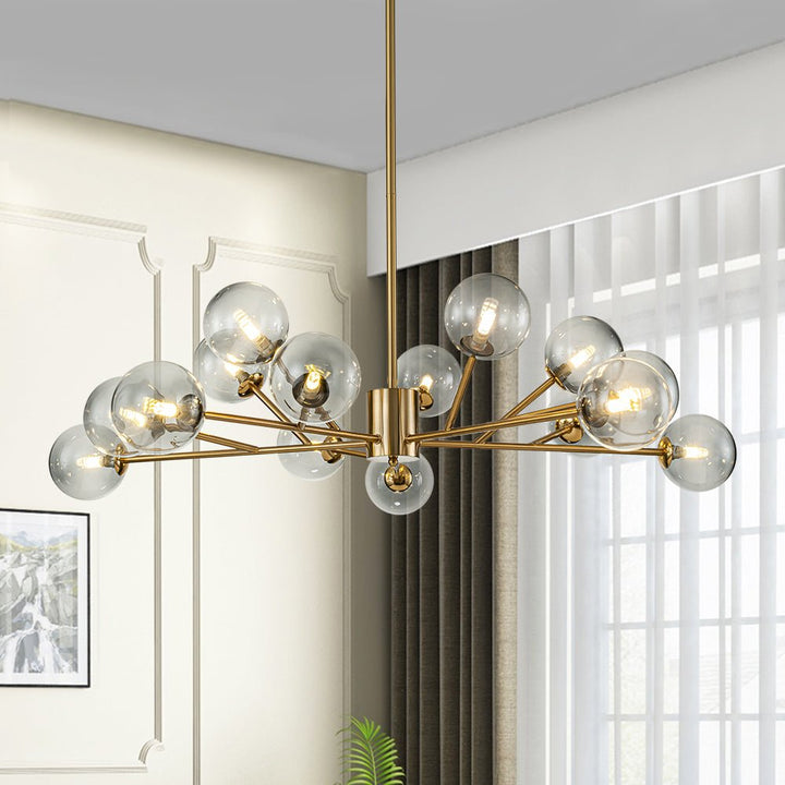 Modern 15-Light Gradient Glass Globe Branch Chandelier | Chandelierias