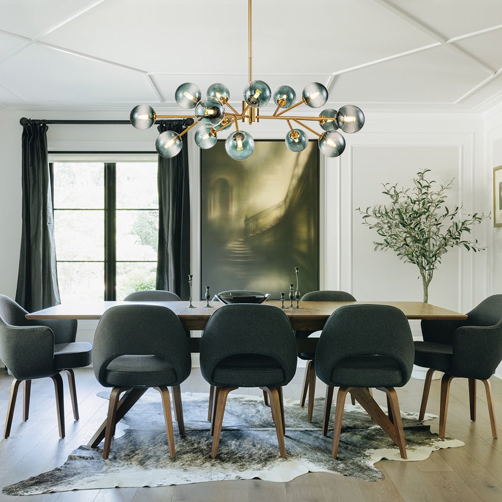 Modern 15-Light Gradient Glass Globe Branch Chandelier | Chandelierias