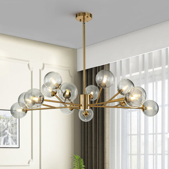 Modern 15-Light Gradient Glass Globe Branch Chandelier | Chandelierias