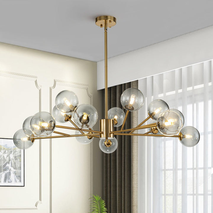 Modern 15-Light Gradient Glass Globe Branch Chandelier | Chandelierias