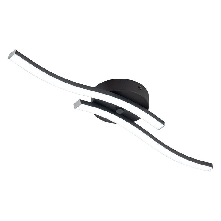 Modern 2-Light Dimmable Wavy LED Semi-Flush Mount | Chandelierias