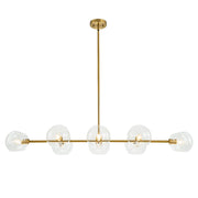Modern 8-Light Sculptural Clear Glass Linear Chandelier | Chandelierias