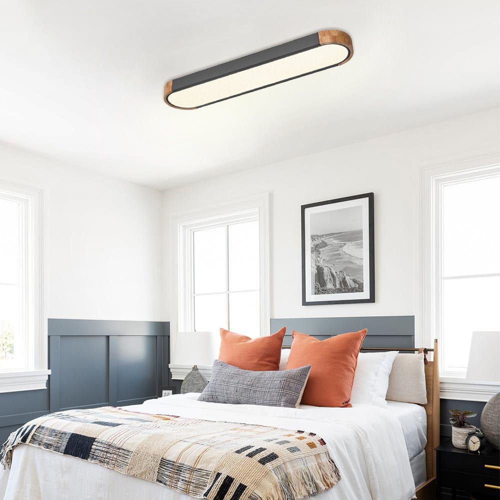 Modern Minimalist LED Wood Flush Mount Ceiling Light | Chandelierias