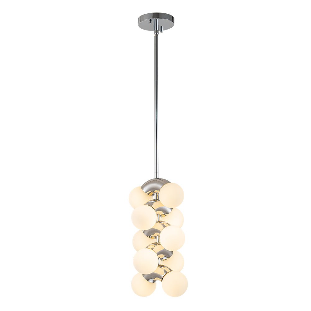 Modern Staggered Frosted Glass Globe 10-Light Pendant | Chandelierias