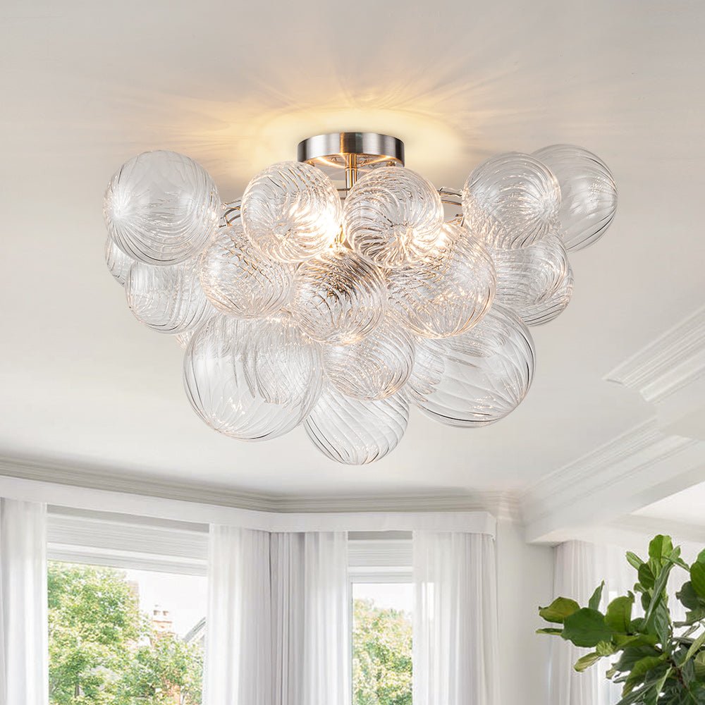 Modern Swirl Glass Cluster Bubble Semi-Flush Mount | Chandelierias