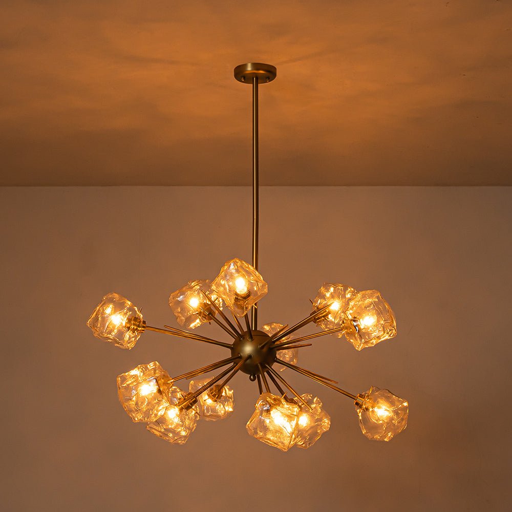 Unique 12-Light Melting Ice Glass Sputnik Chandelier | Chandelierias